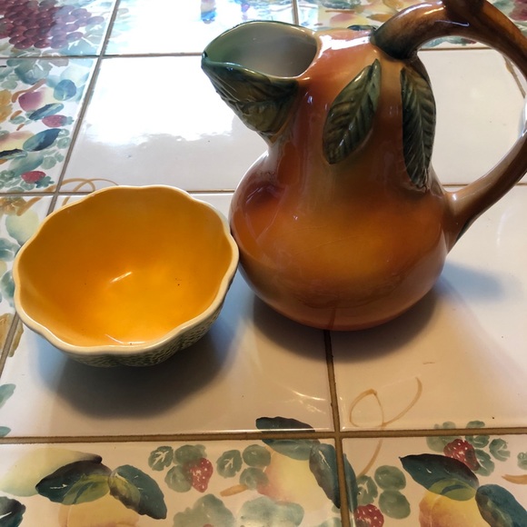 Accents | Pear Ceramic Pitcher Cantaloupe Bowl Set | Poshmark